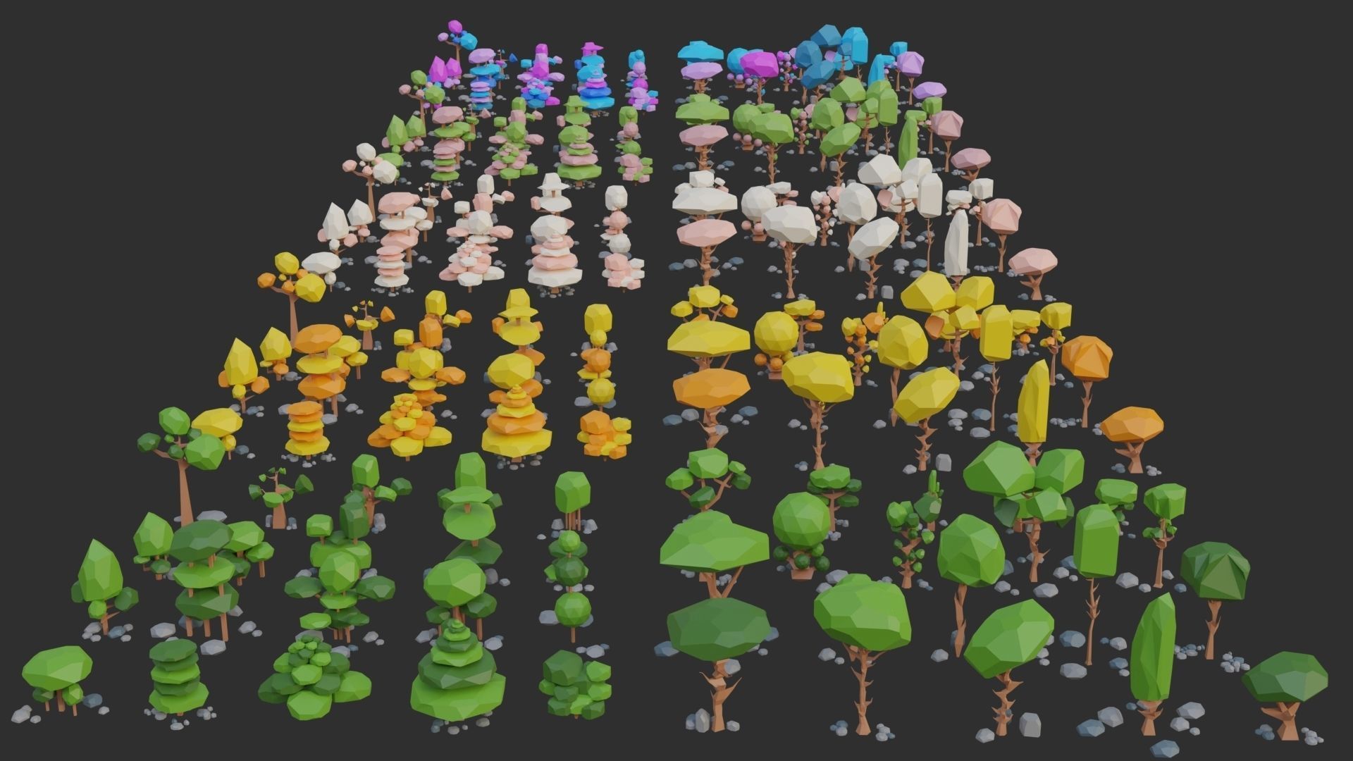 3D model Low Poly Trees 4 seasons pack VR / AR / low-poly | CGTrader
