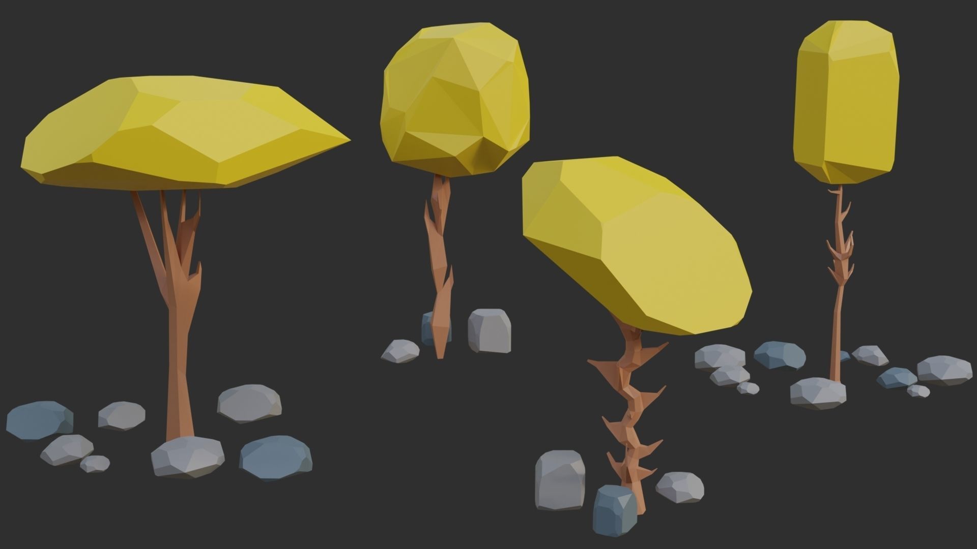 3D model Low Poly Trees 4 seasons pack VR / AR / low-poly | CGTrader