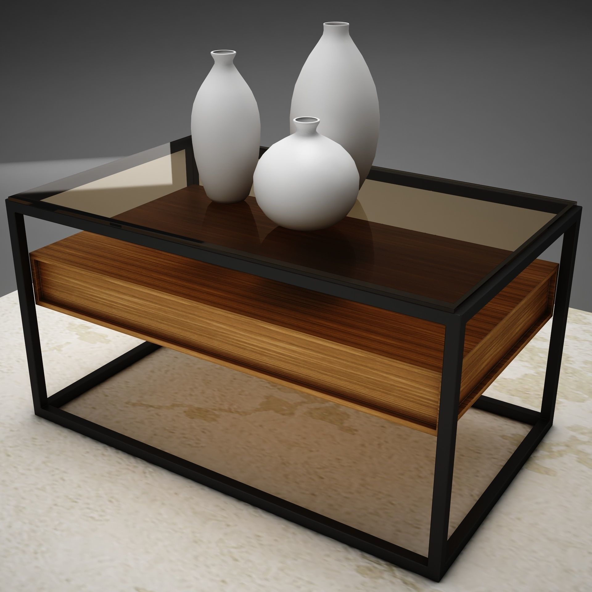 wood and iron coffe table 3D model | CGTrader