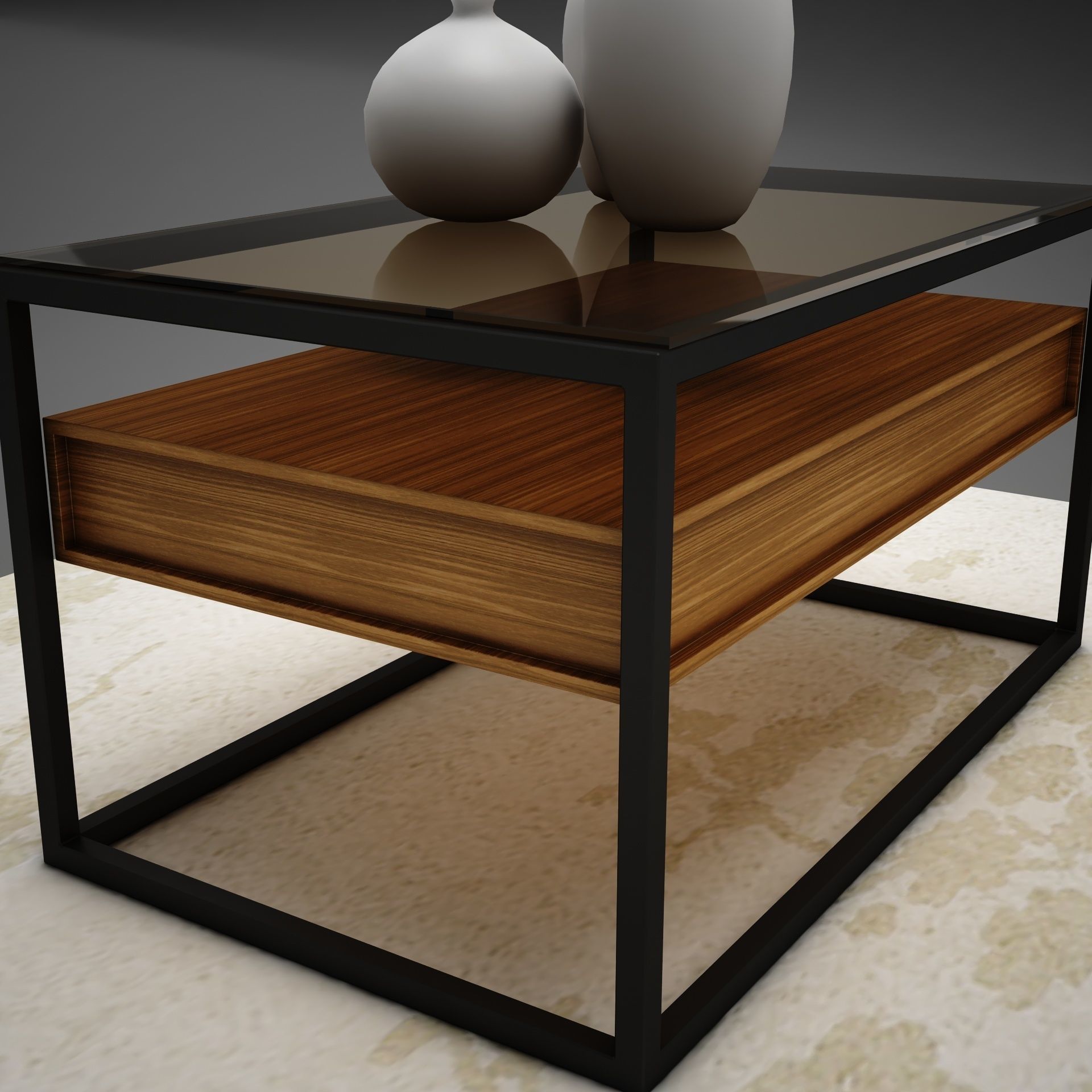 wood and iron coffe table 3D model | CGTrader