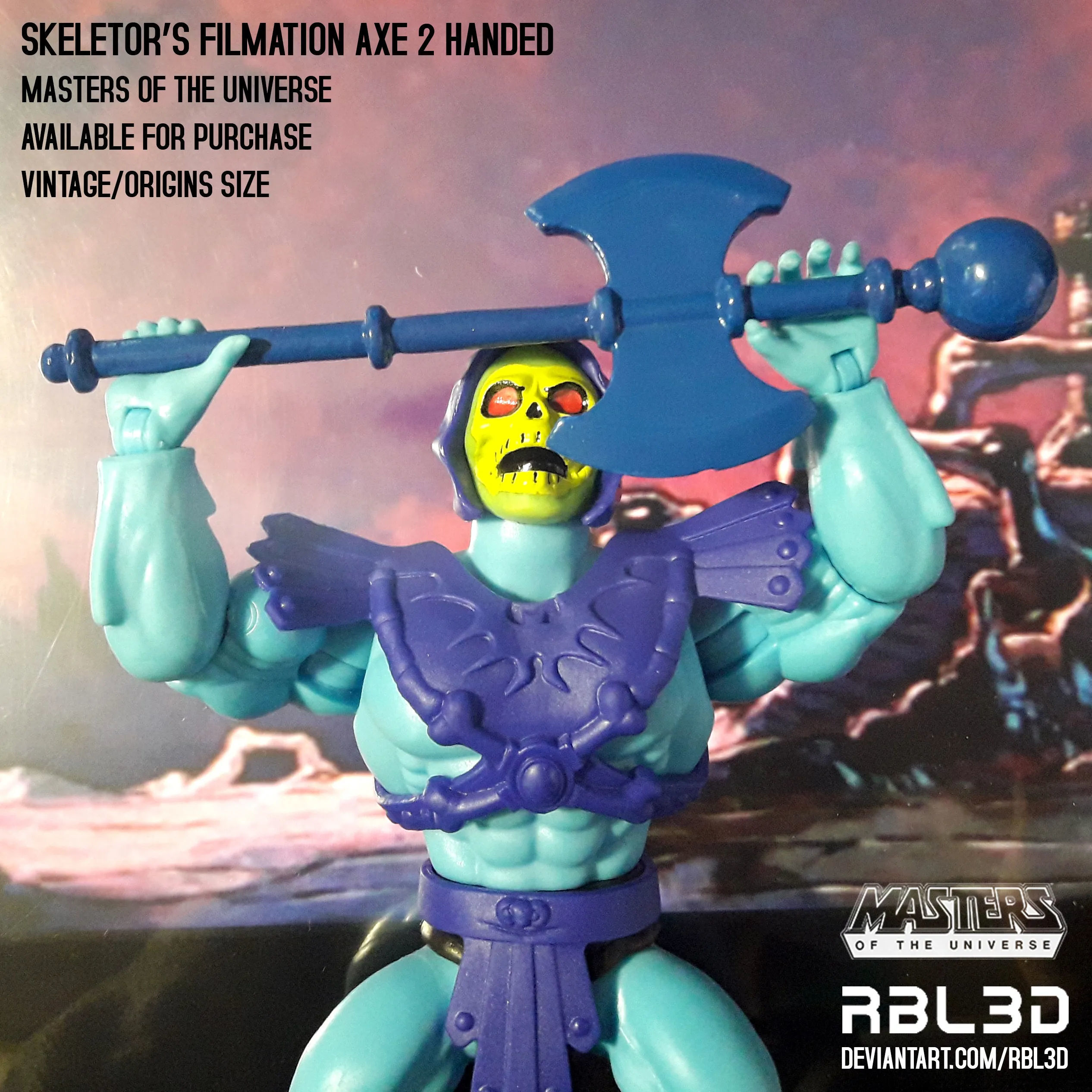 Skeletor Filmation Sword and Axe 3-pack vinatage-origins size 3D model ...