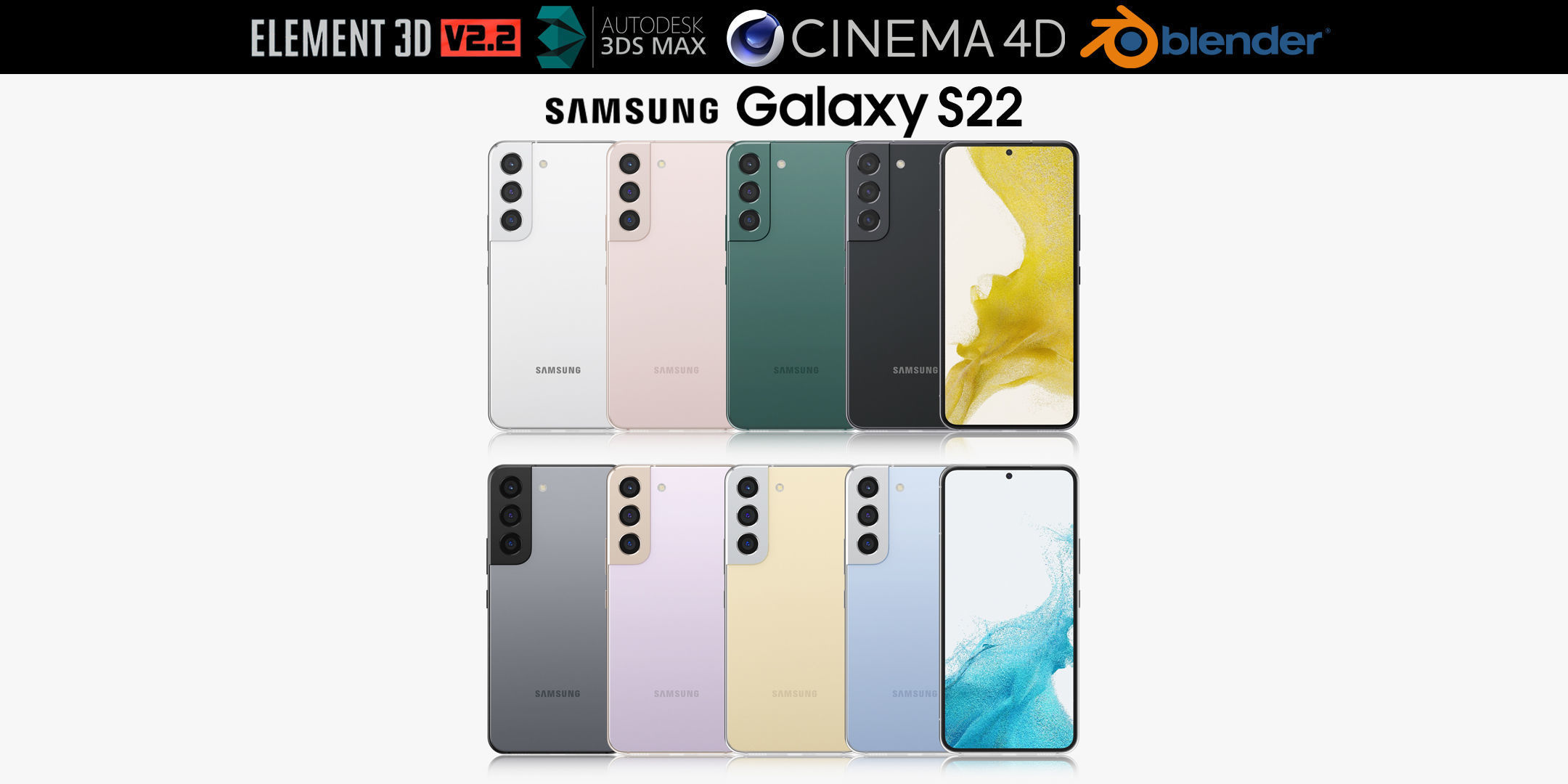 Samsung Galaxy S22 all colors 3D model | CGTrader