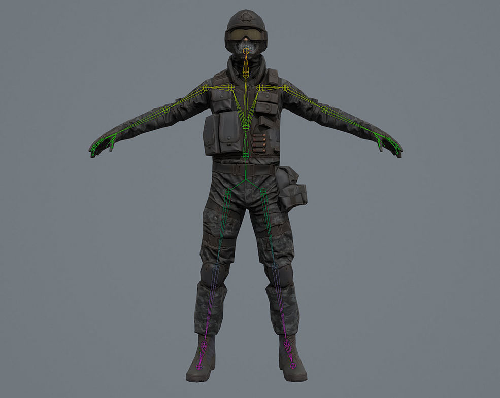 9 armed fighters in camouflage free 3D model | CGTrader