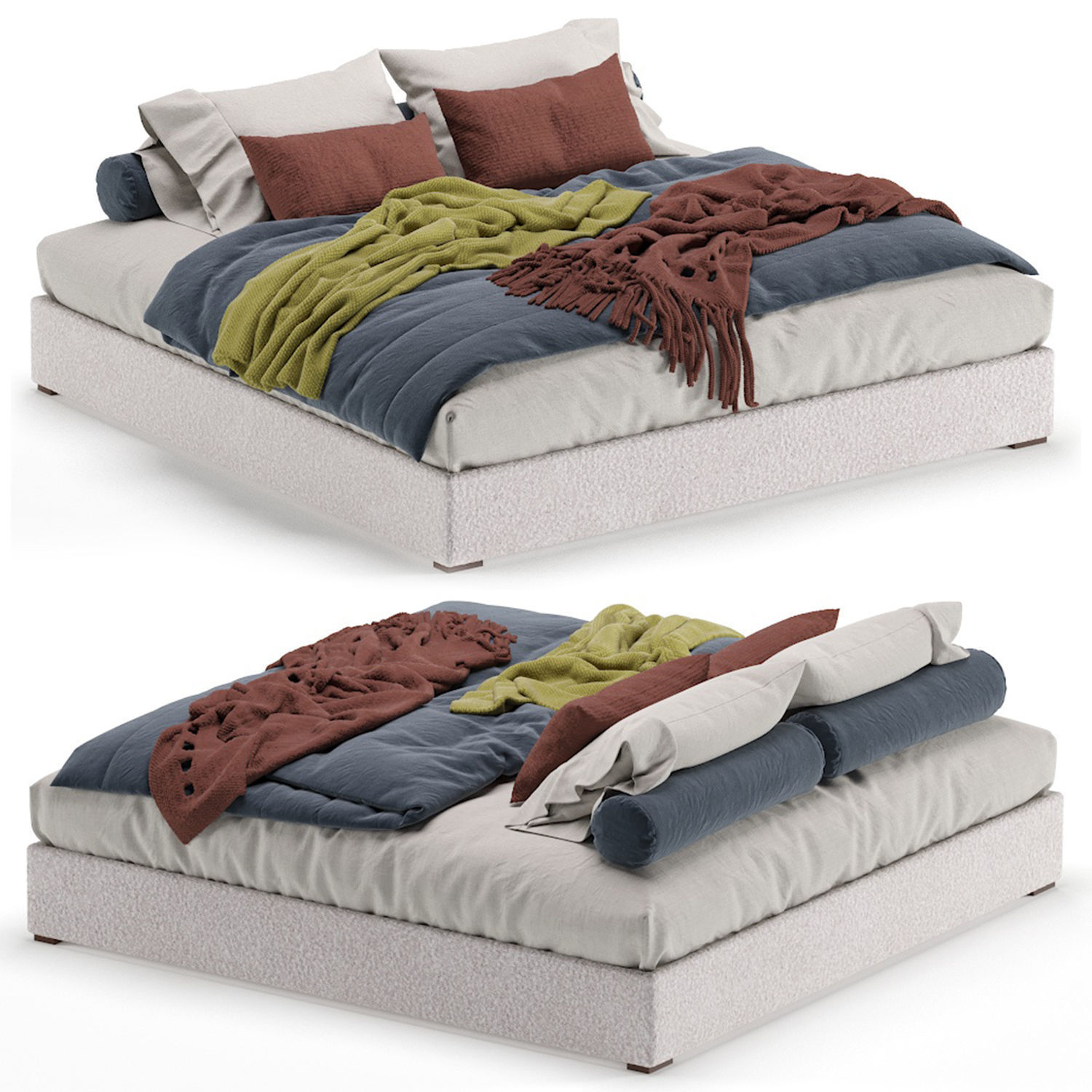 Meridiani Derek Bed Boucle 3D model | CGTrader