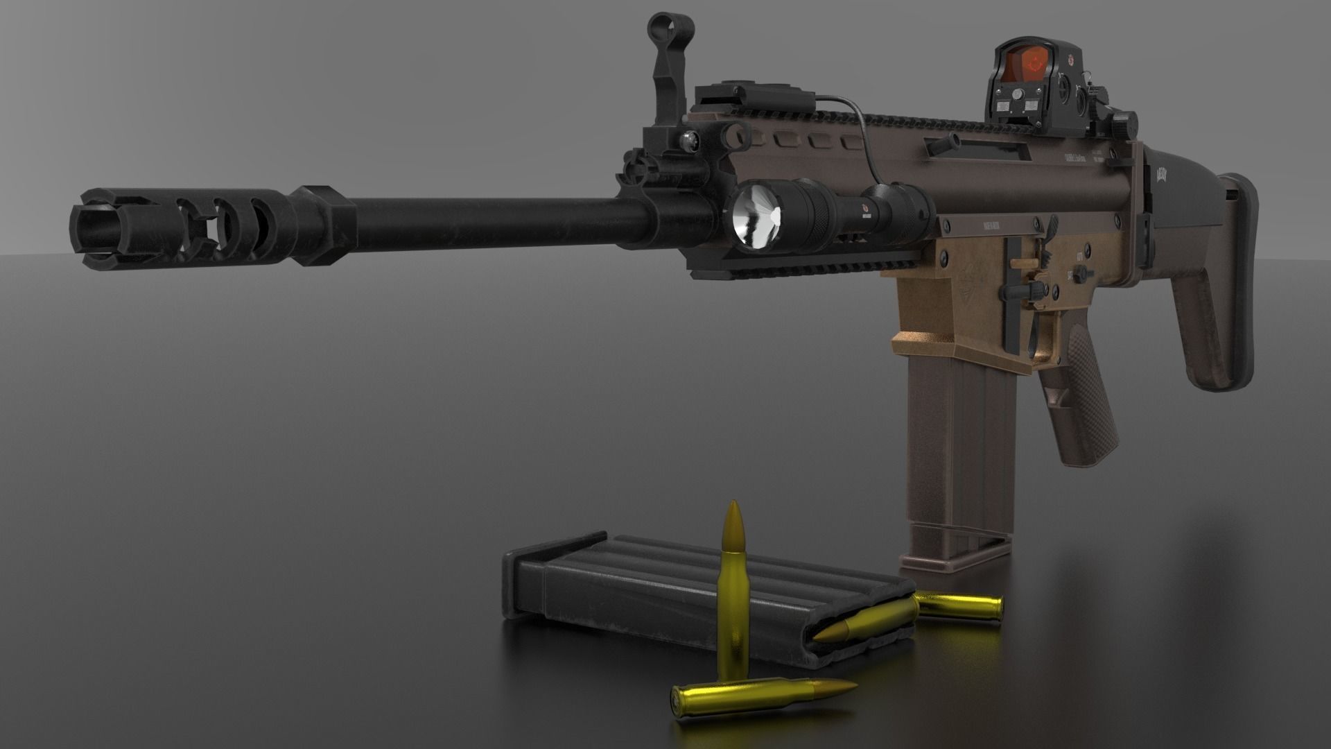 3D model FN Scar Gun VR / AR / low-poly | CGTrader