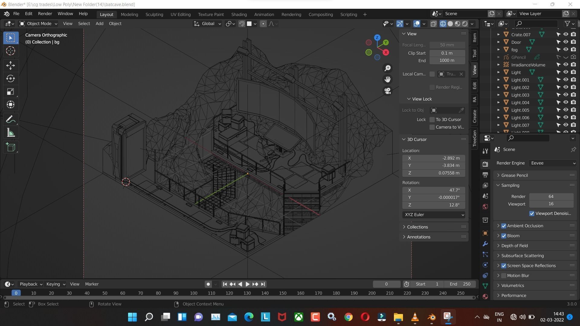 3D model batcave low poly model render in render VR / AR / low-poly ...