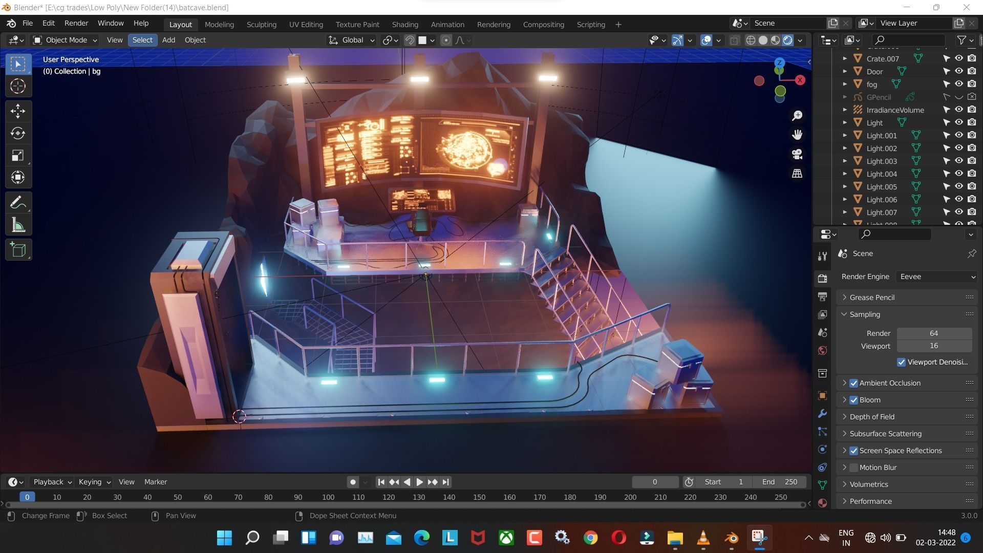 3D model batcave low poly model render in render VR / AR / low-poly ...