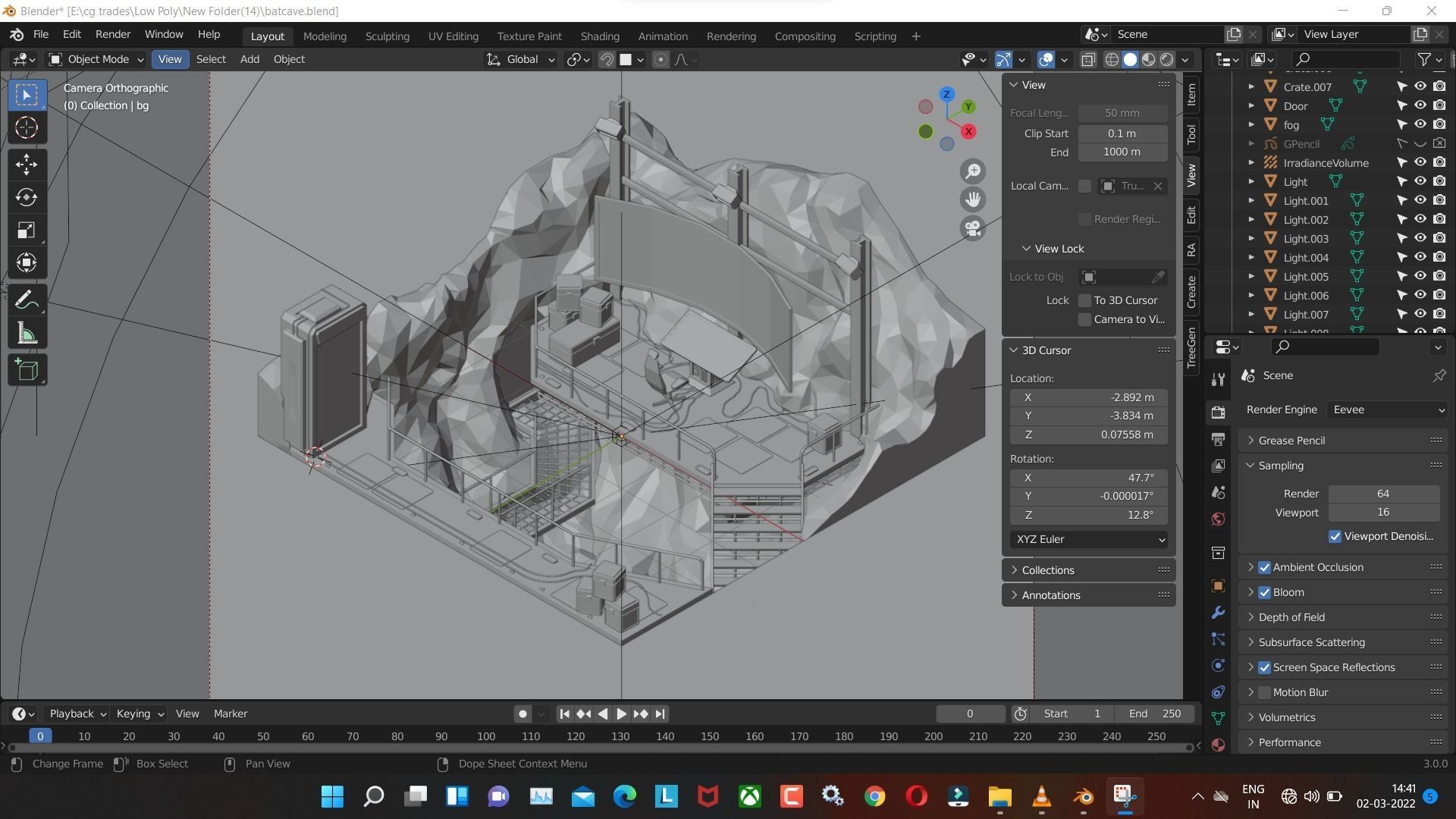 3D model batcave low poly model render in render VR / AR / low-poly ...