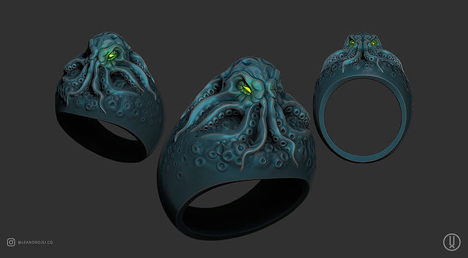 Octopus Ring 3D model 3D printable | CGTrader