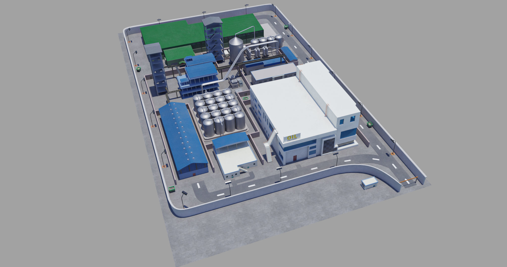 3D model Factory Warehouse Exterior and Interior VR / AR / low-poly ...