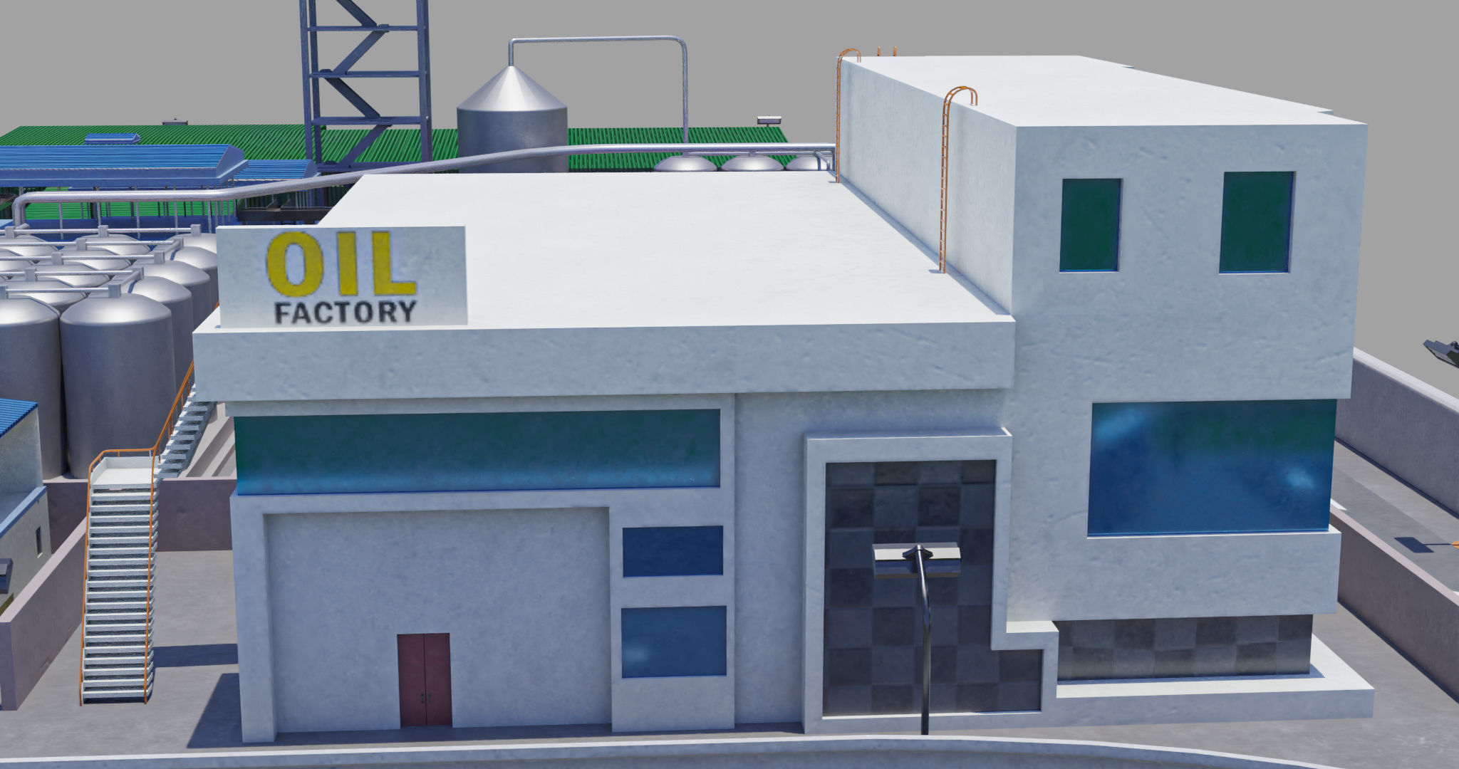 3D model Factory Warehouse Exterior and Interior VR / AR / low-poly ...