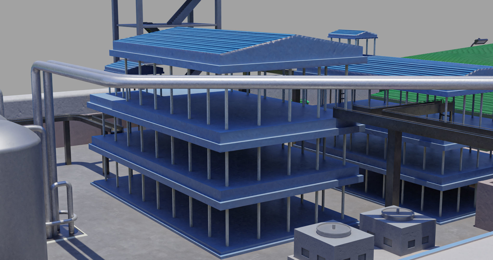 3D model Factory Warehouse Exterior and Interior VR / AR / low-poly ...