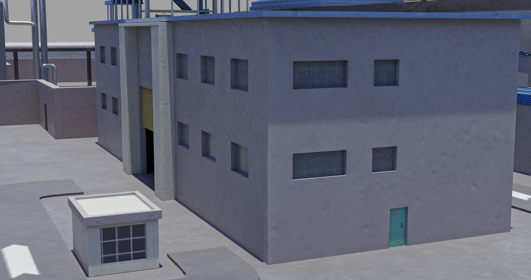 3D model Factory Warehouse Exterior and Interior VR / AR / low-poly ...