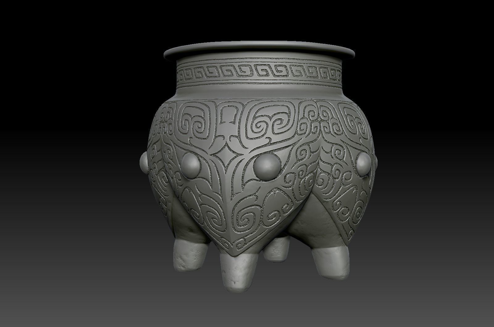 Taotie pattern quadruped vessel in ancient Chinese Shang Dynasty 3D ...