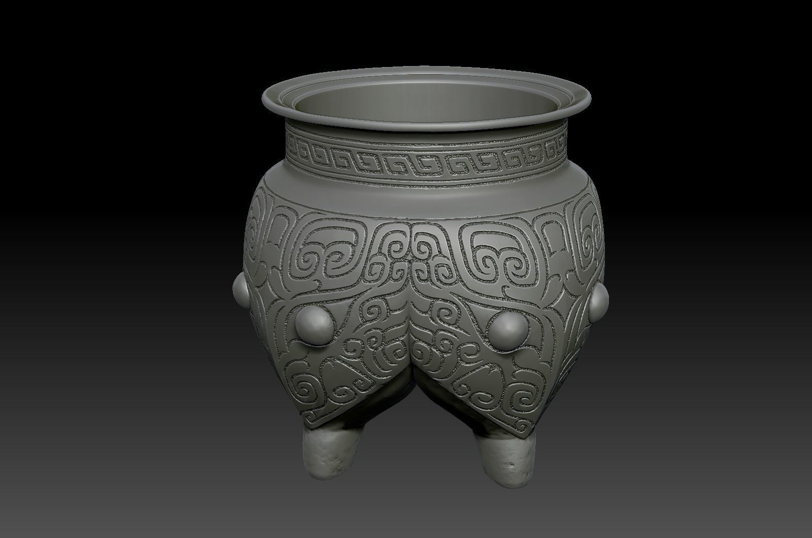 Taotie pattern quadruped vessel in ancient Chinese Shang Dynasty 3D ...