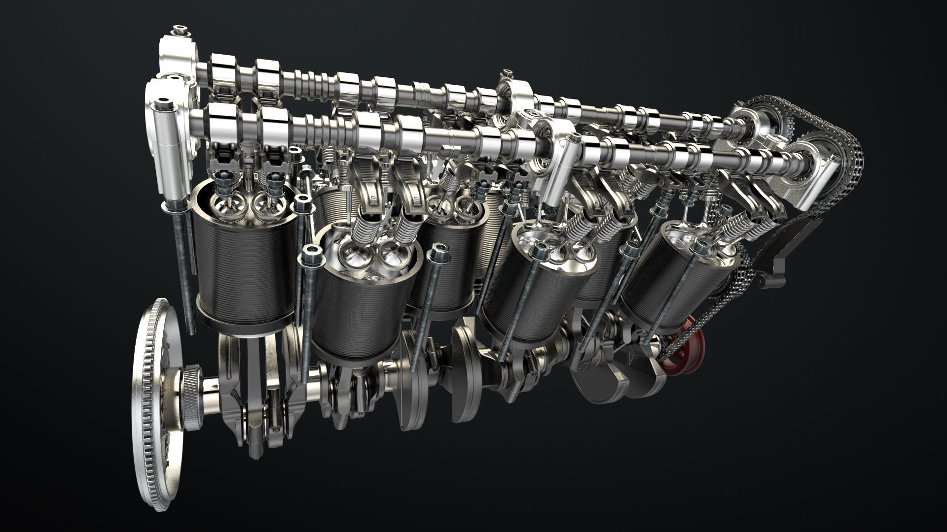 W12 Engine Working Animated 3D model animated rigged | CGTrader