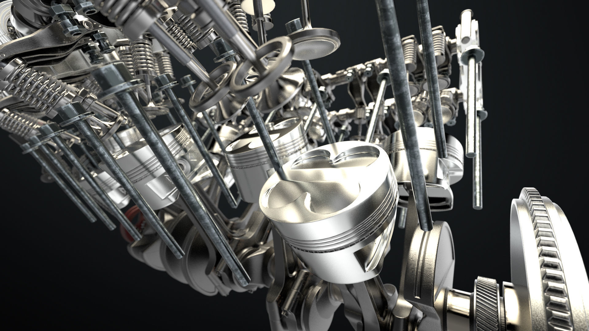 W12 Engine Working Animated 3D model animated rigged | CGTrader