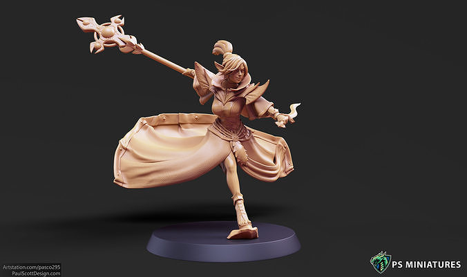 Drow Cleric Pose 2 - 4 Variants and 2 Pinups 3D model 3D printable ...