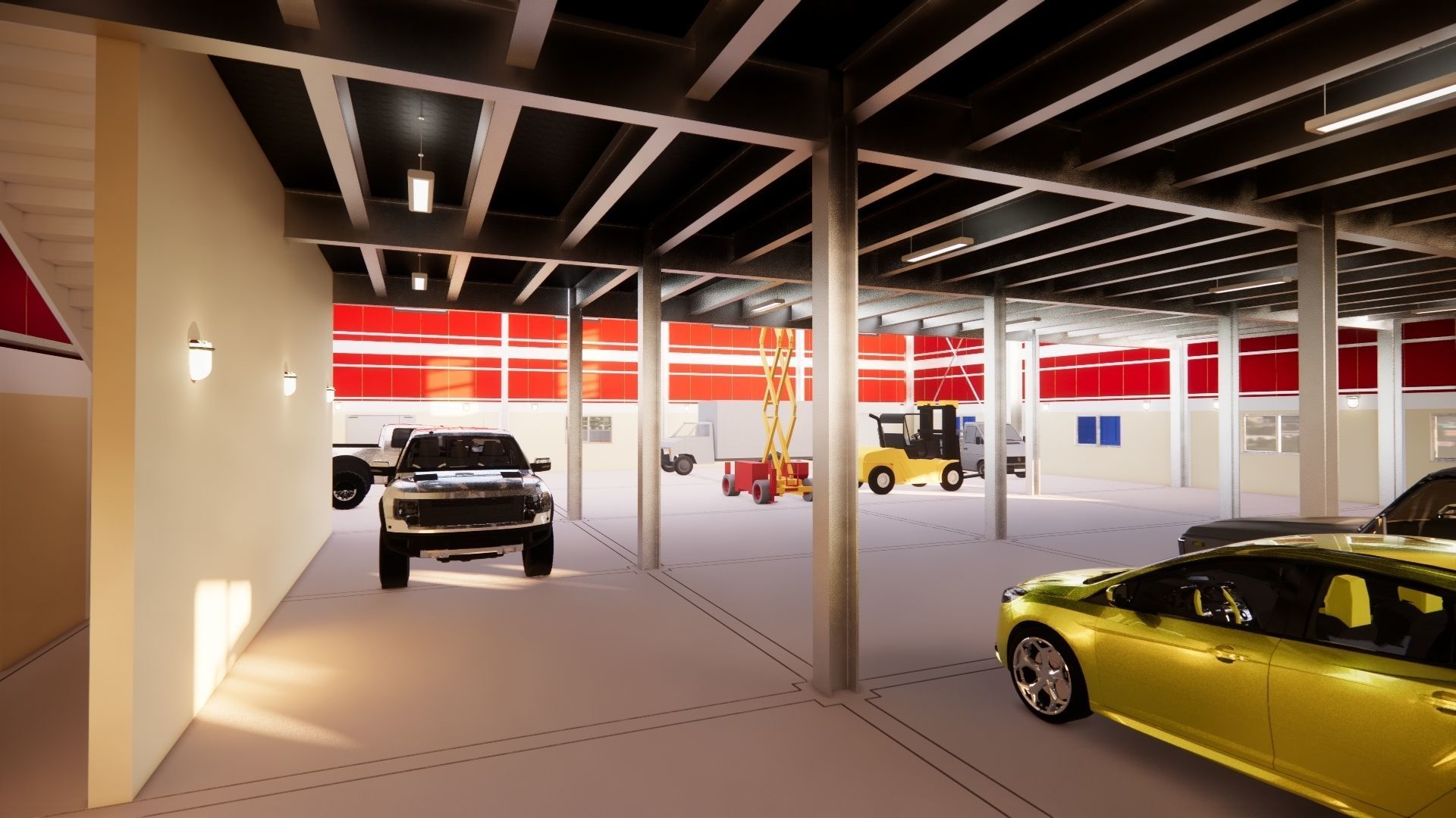 Warehouse G plus M steel structure in Revit 3D model | CGTrader