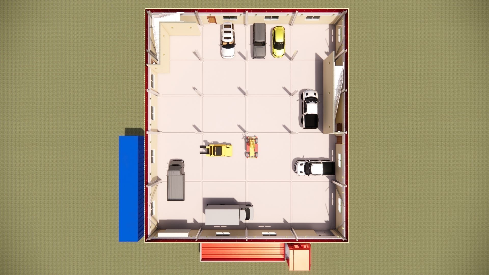 Warehouse G plus M steel structure in Revit 3D model | CGTrader