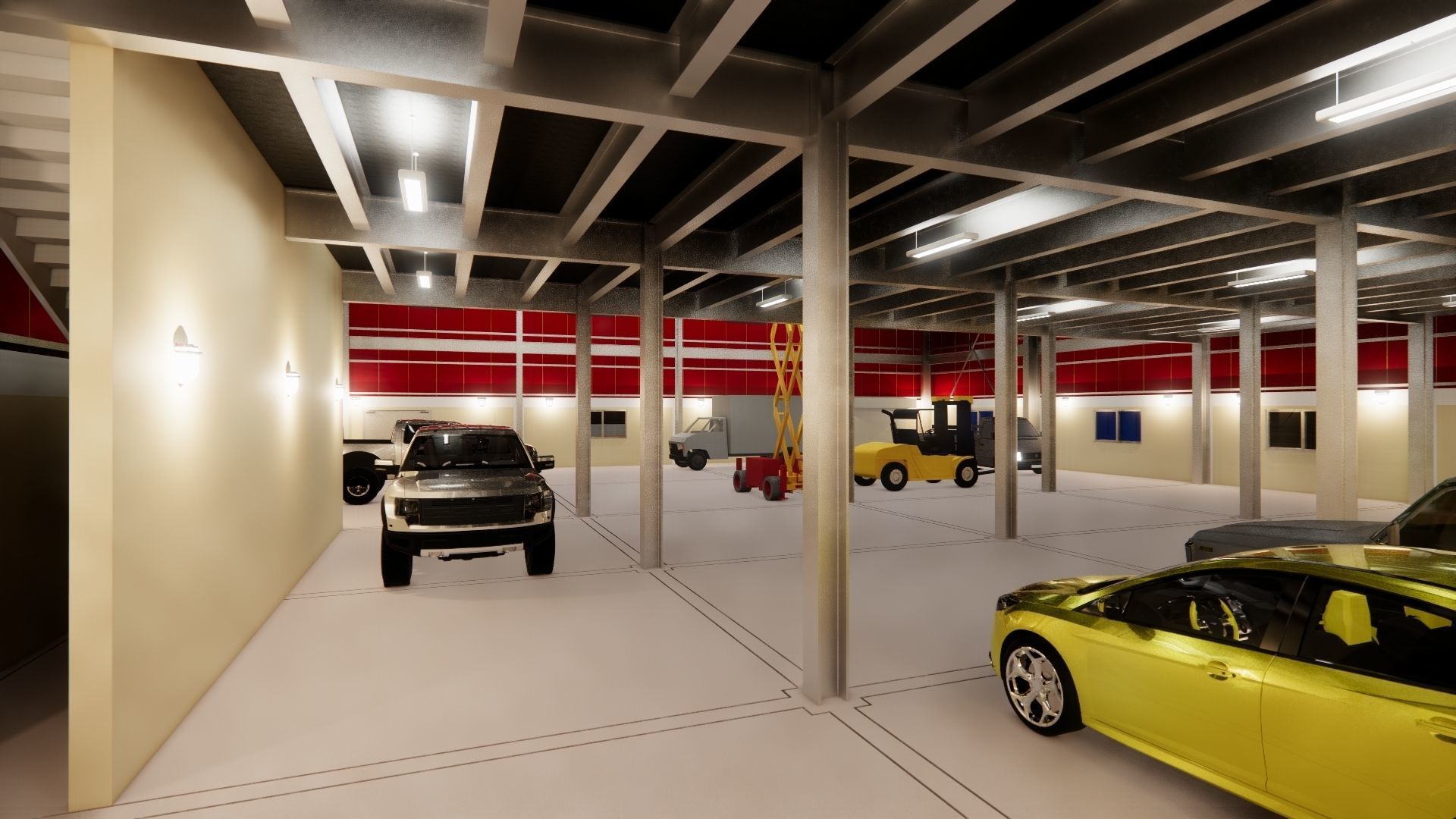 Warehouse G plus M steel structure in Revit 3D model | CGTrader