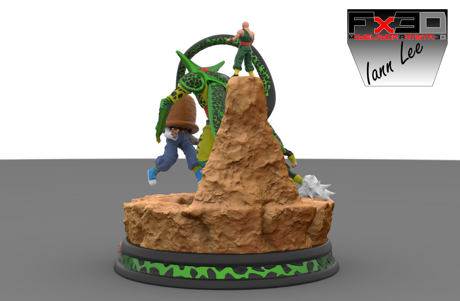 CELL VS ANDROIDE 17 Y 16 TENSHINHAN DRAGON BALL Z 3D PRINT MODEL 3D ...