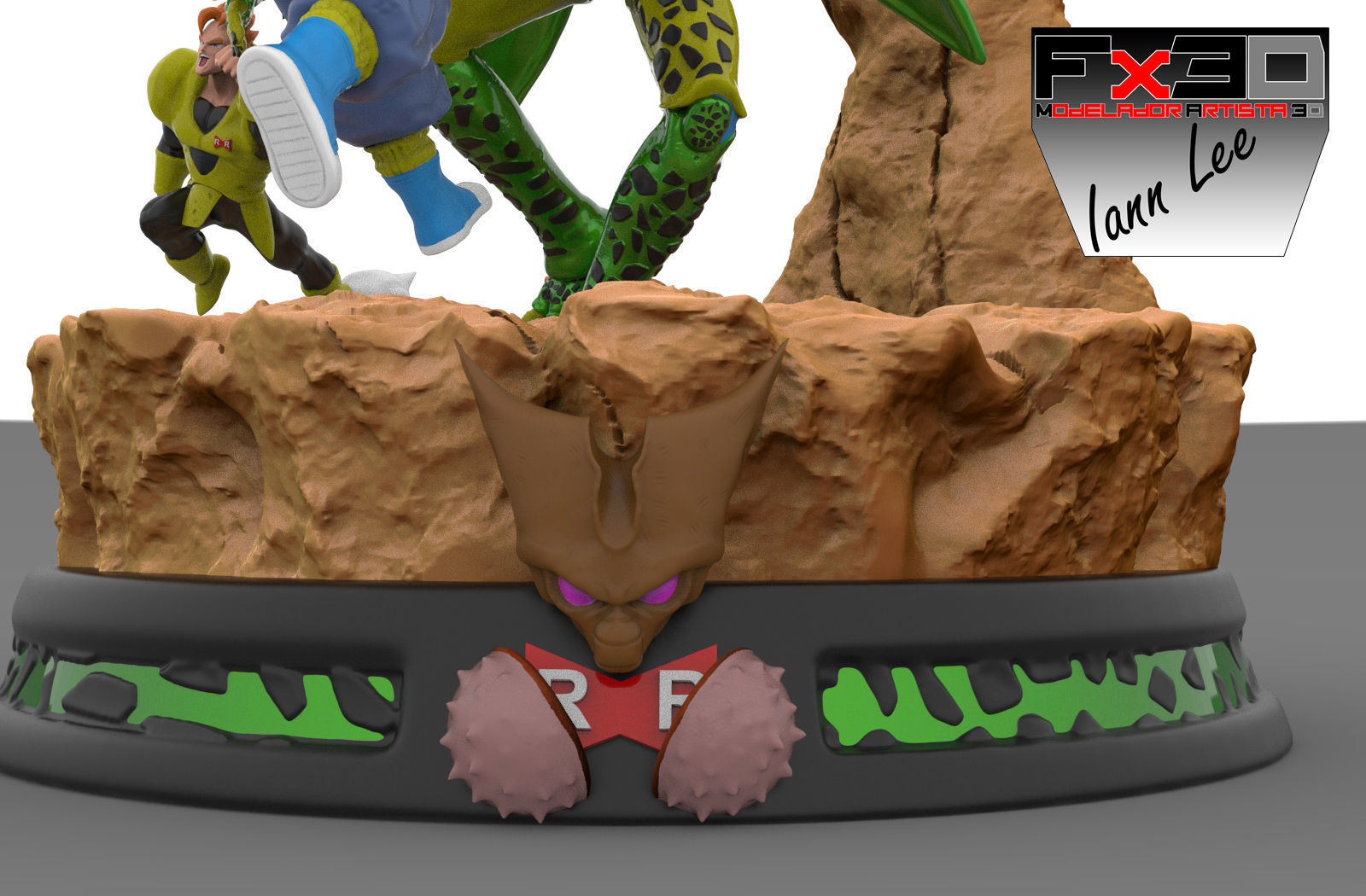 CELL VS ANDROIDE 17 Y 16 TENSHINHAN DRAGON BALL Z 3D PRINT MODEL 3D ...