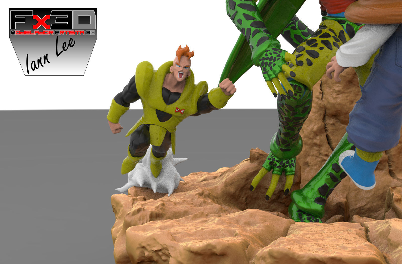 CELL VS ANDROIDE 17 Y 16 TENSHINHAN DRAGON BALL Z 3D PRINT MODEL 3D ...