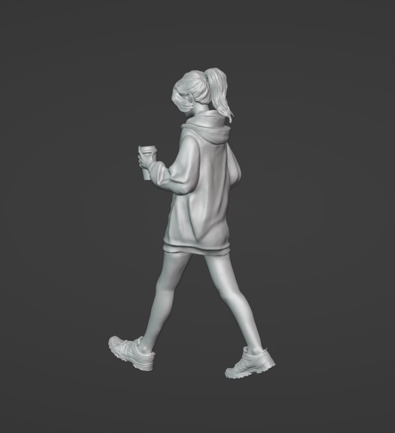 FIGURE GIRL WALKING SCALE 164 3D model 3D printable | CGTrader