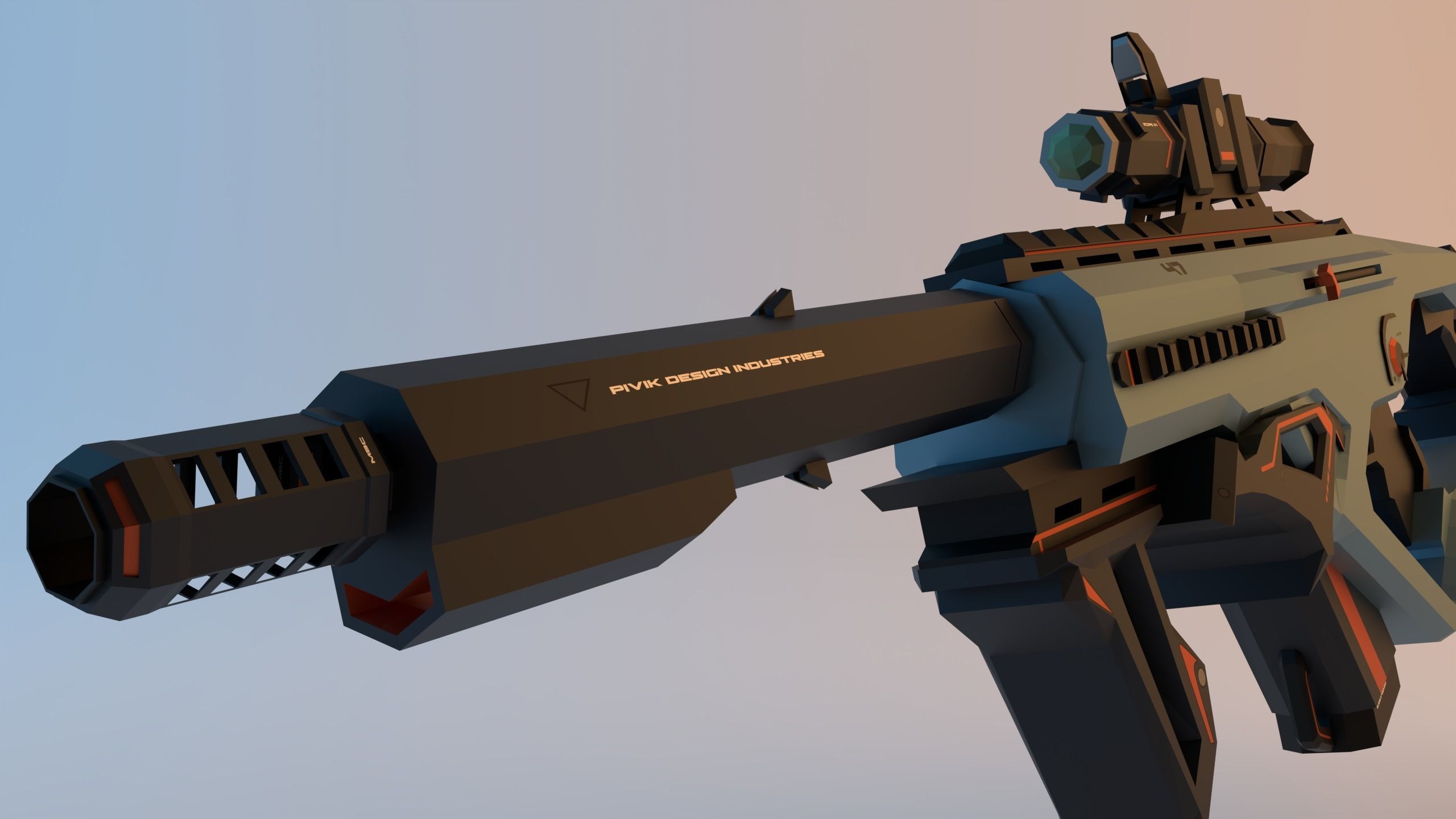 3D model HI-TECH Assault-rifle Low-Poly VR / AR / low-poly | CGTrader