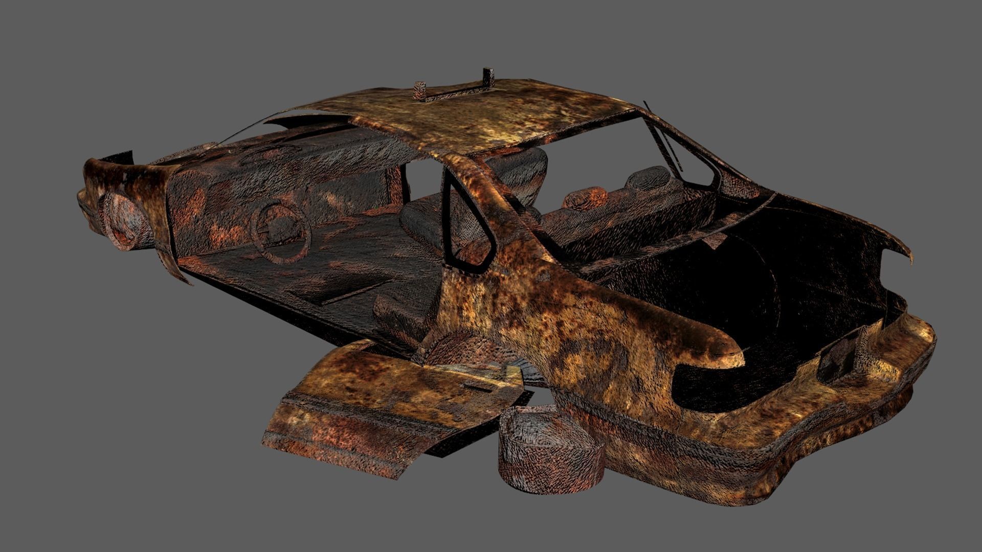 abandoned cars destroyed vehicles 3D model | CGTrader