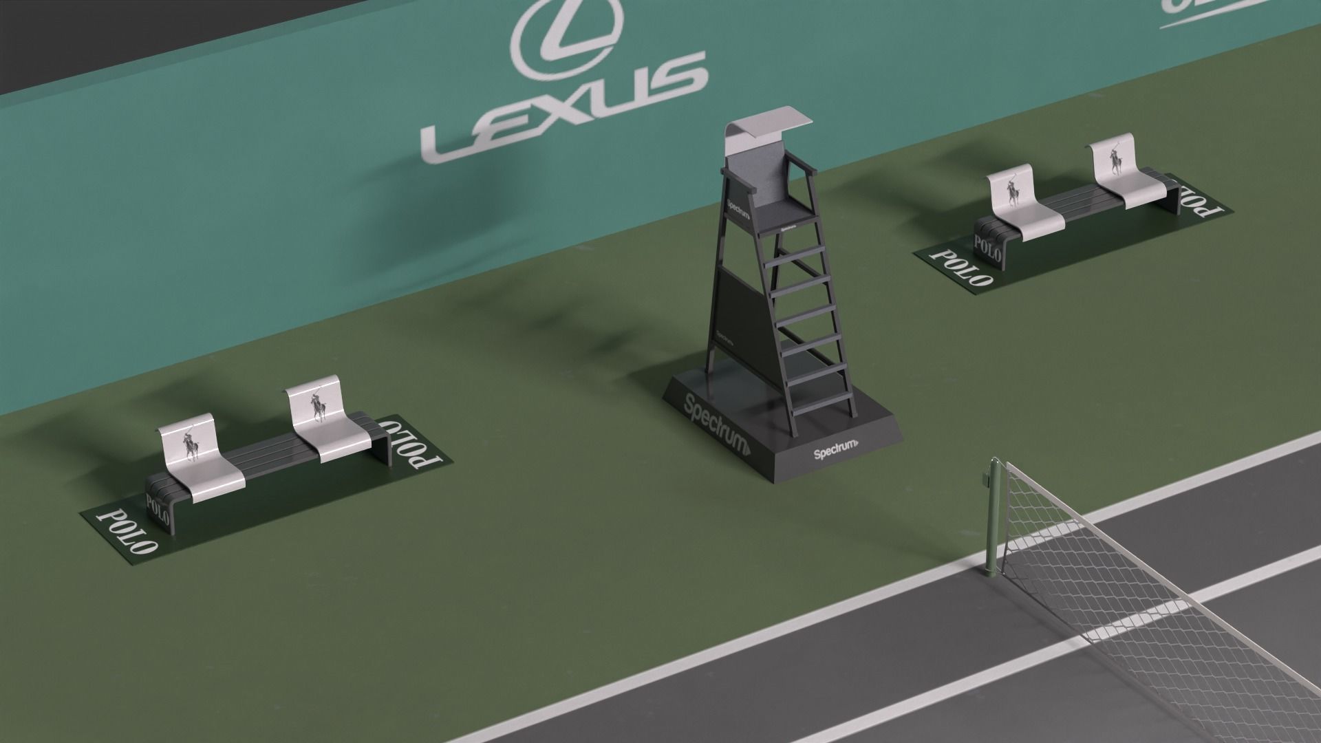 3D model Tennis Court Low poly VR / AR / low-poly | CGTrader