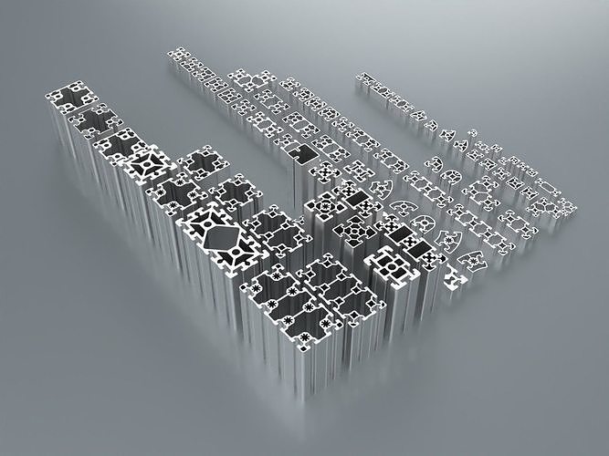 Summary of aluminum profile section models 3D model | CGTrader