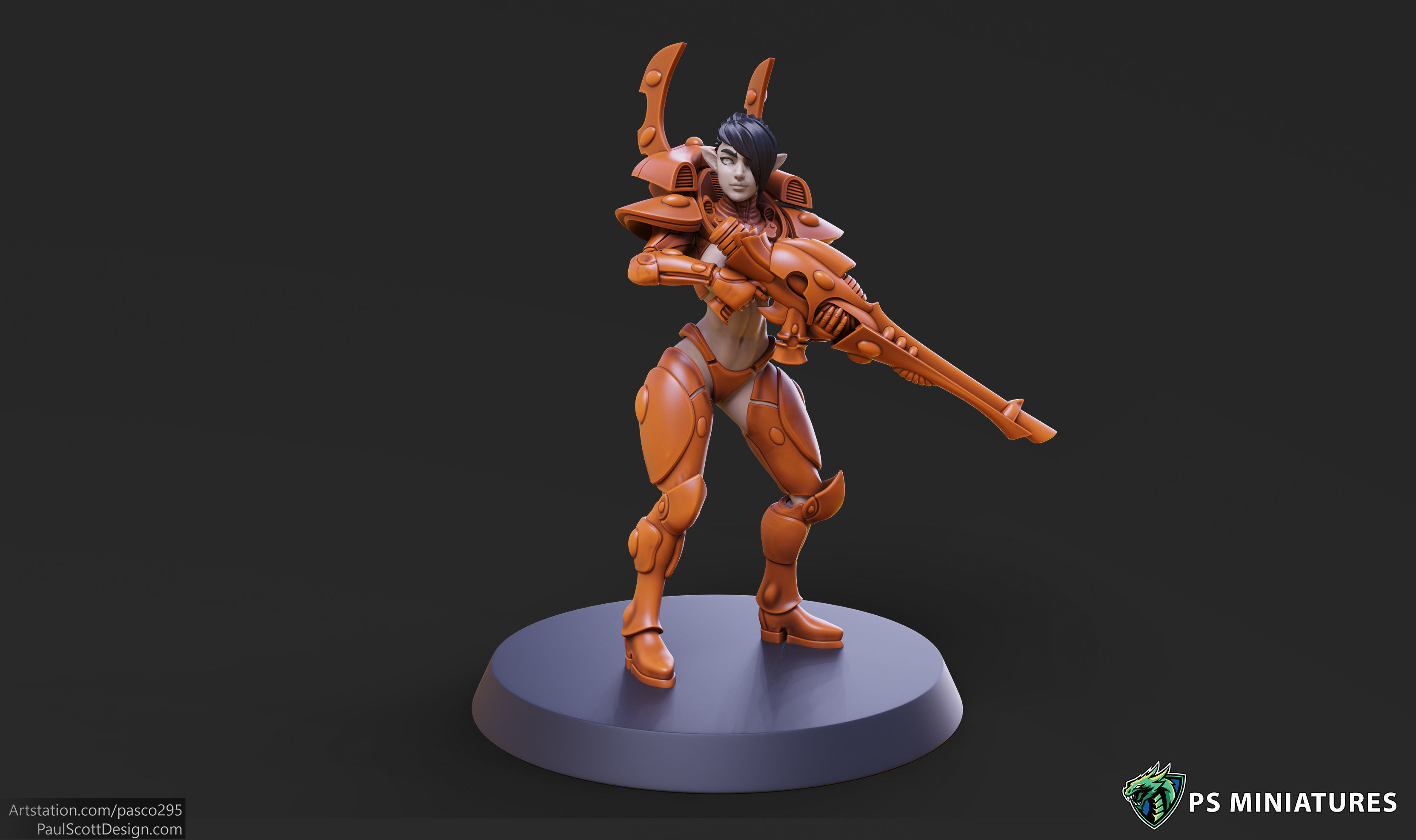 Space Elf Female Soldier Pose 1 - 8 Variants and 2 Pinups 3D model 3D ...