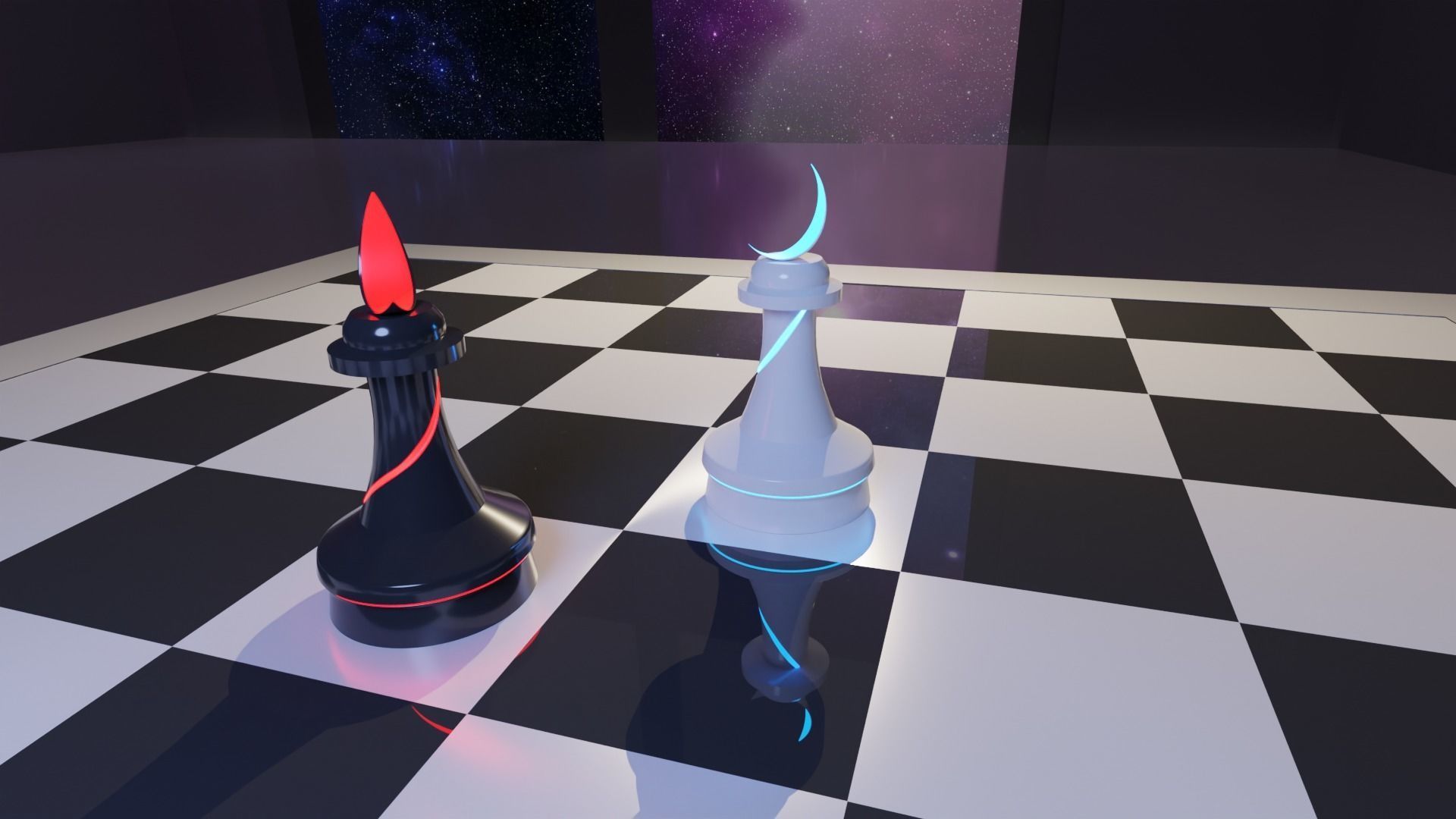 Luminous Futuristic Chess - Full Bundle - High Poly 3D model | CGTrader