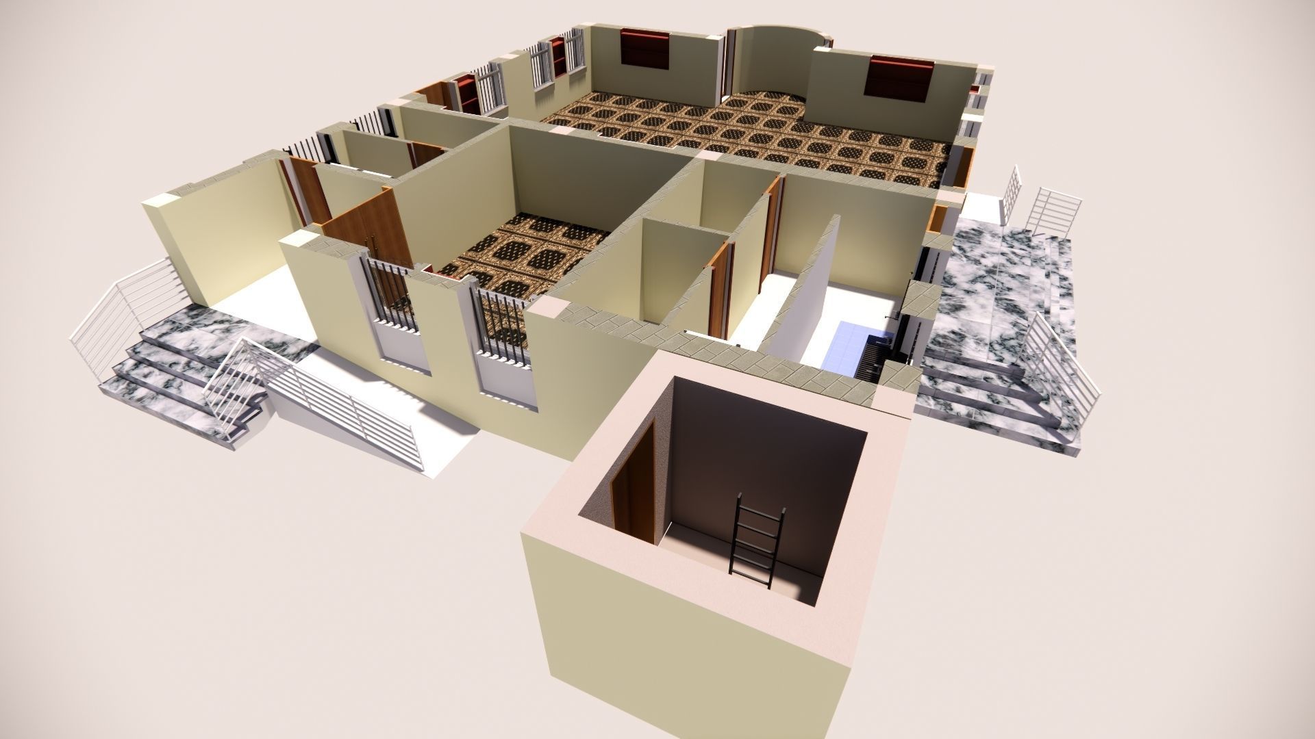 Mosque Masjid with concrete Minaret in Revit 3D model | CGTrader