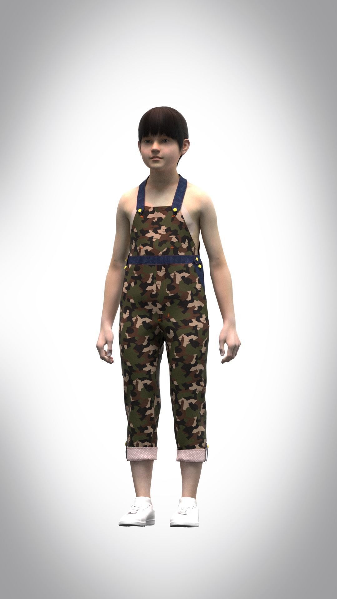 3d Model Girls Camo Dungaree Vr Ar Low Poly Cgtrader