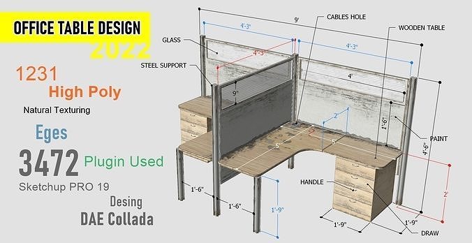 3D model Computer Table VR / AR / low-poly | CGTrader
