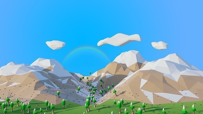 Cartoon low poly mountains pack Low-poly 3D model 3D model | CGTrader