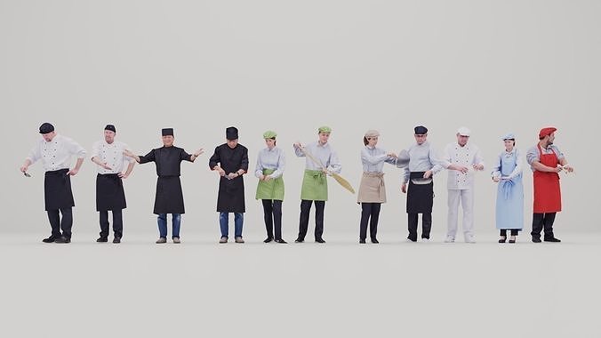 3D model Restaurant Staff Characters VR / AR / low-poly | CGTrader