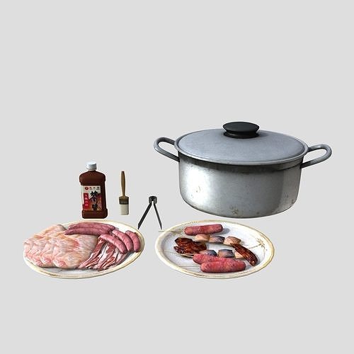 Roast meat set 3D model | CGTrader