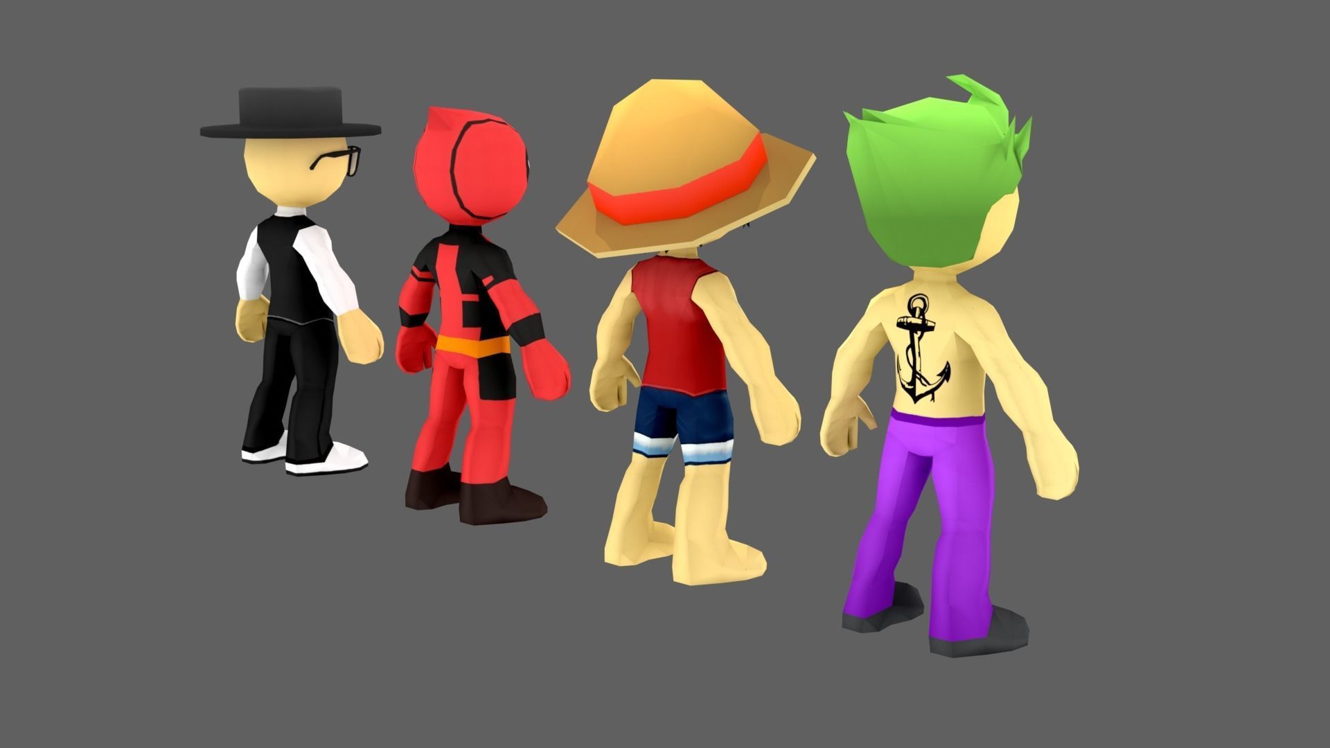 3D model Assets Stickman character 3D Lowpoly Game Mobile VR / AR / low ...