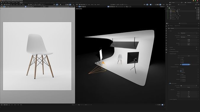 Studio chair and computer screen 3D model | CGTrader