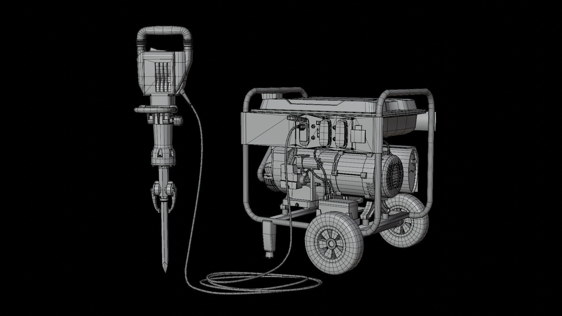 Demolition Hammer with Electrical Generator 3D model | CGTrader