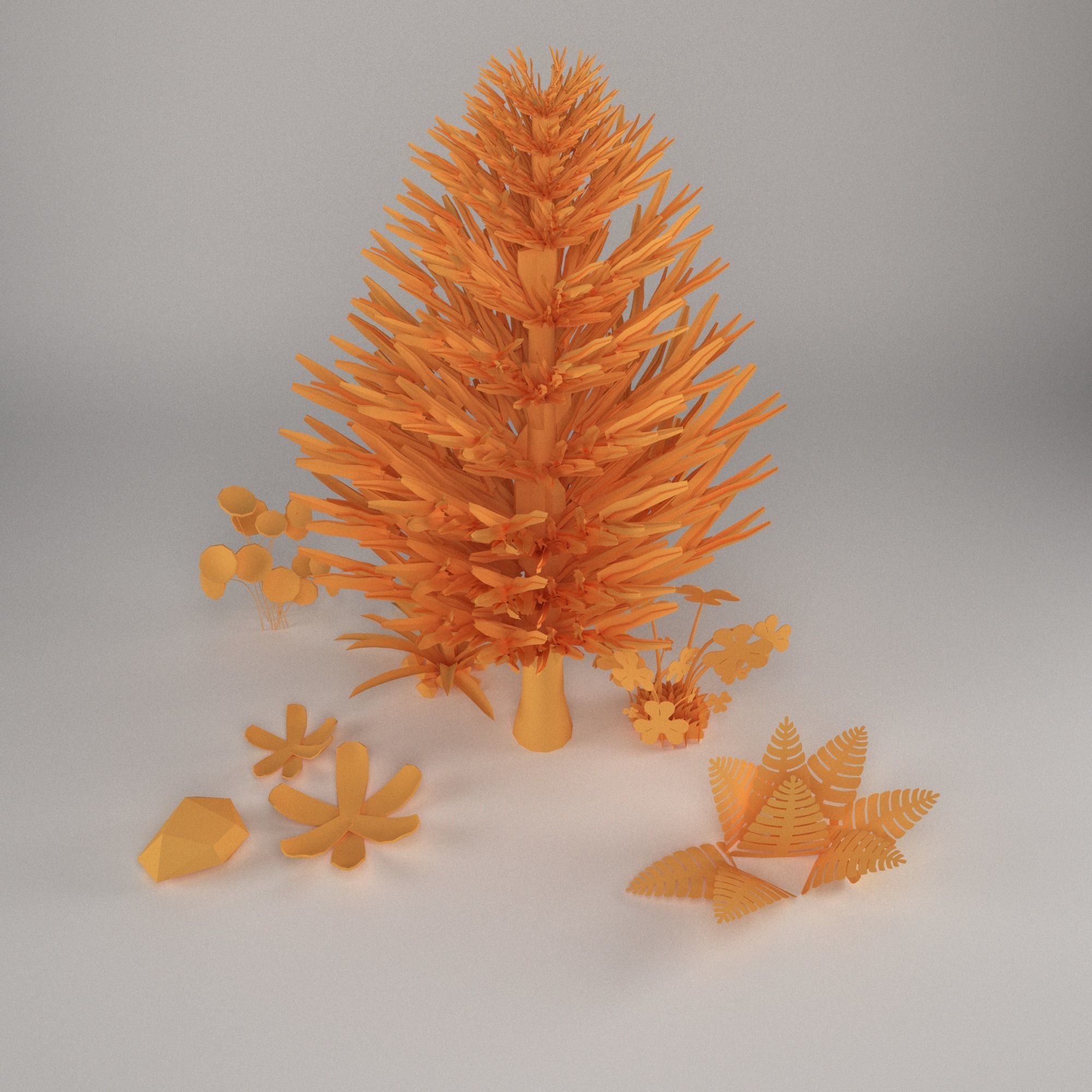 Plant low poly paper free 3D model | CGTrader