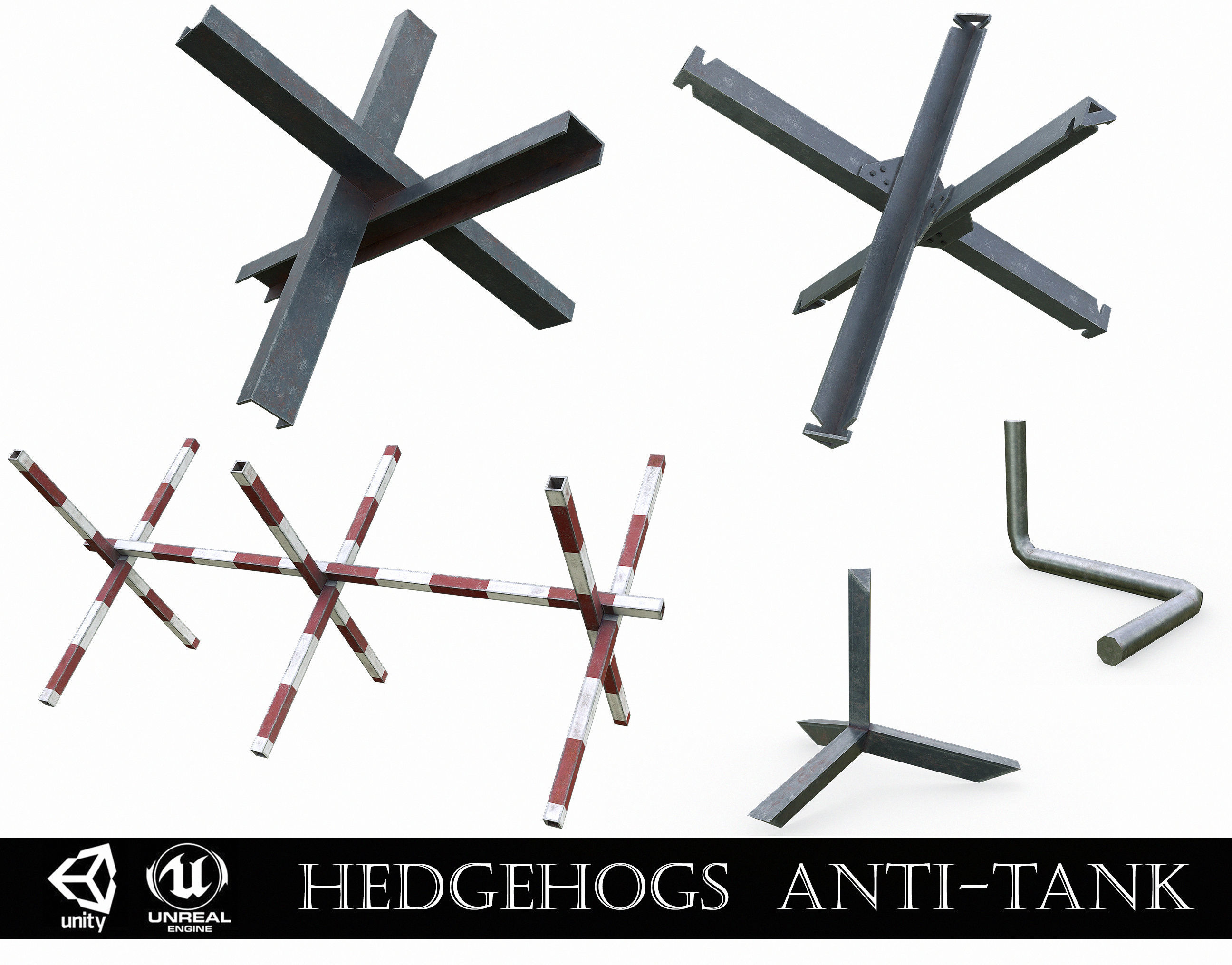 3D model Set of 5 Anti-Tank Hedgehogs VR / AR / low-poly | CGTrader