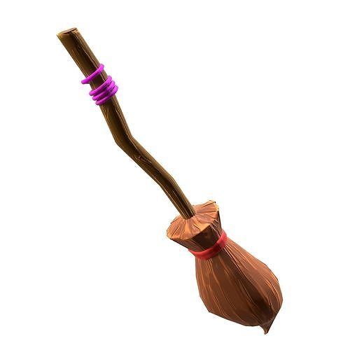 A low-poly 3D model of a stylized broom free VR / AR / low-poly 3D ...