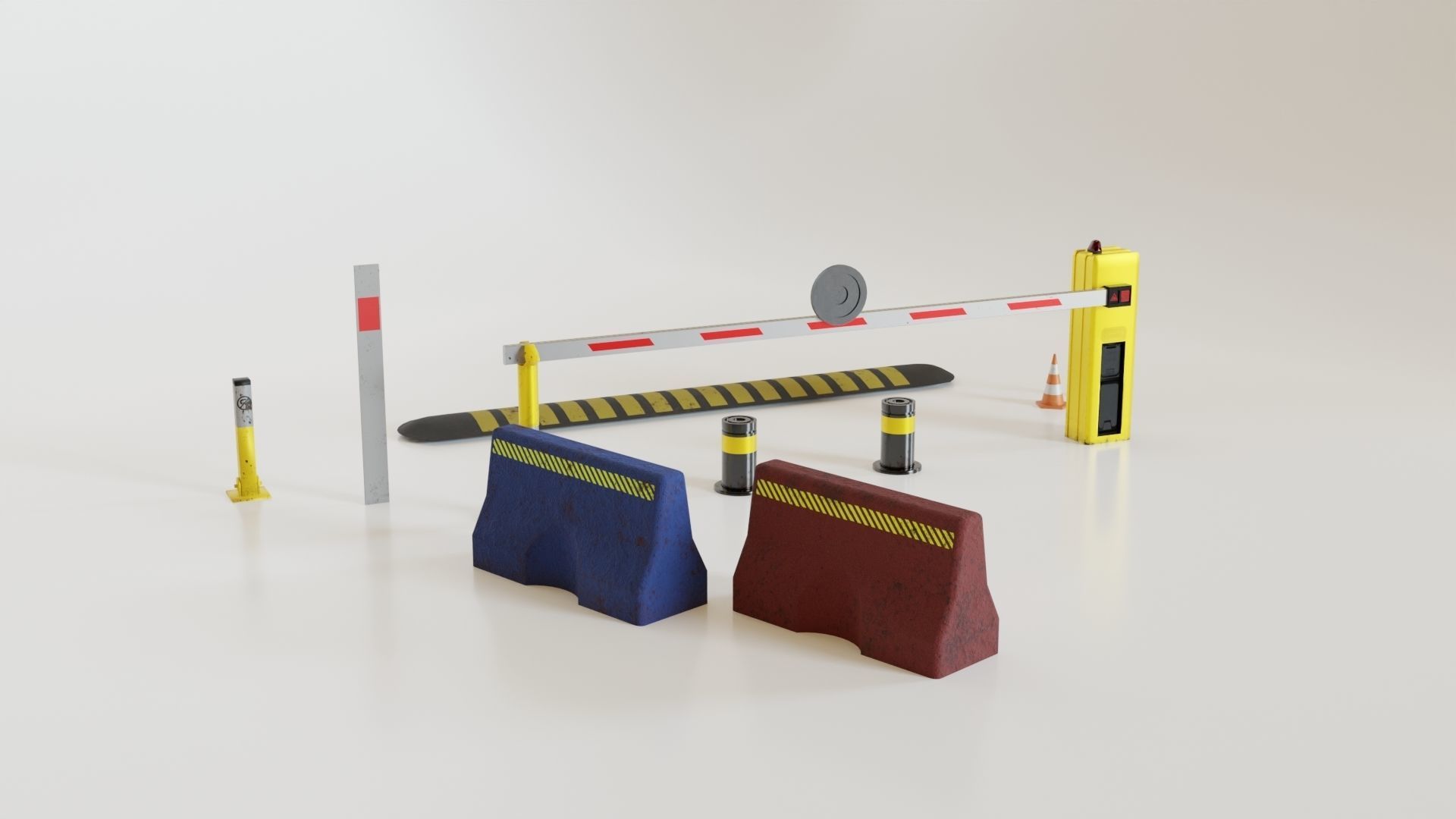 3D model Modern Barrier Set VR / AR / low-poly | CGTrader