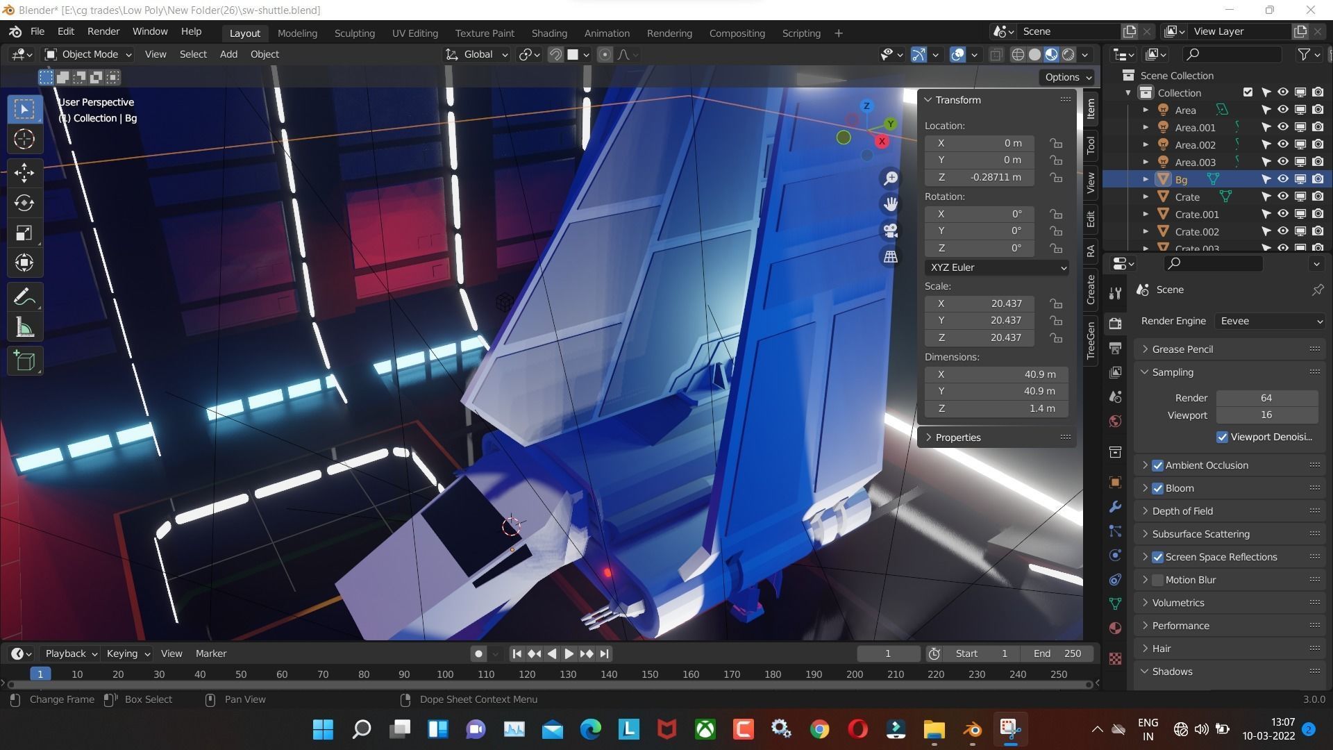 3D model star war-shuttle low poly model render in blender VR / AR ...
