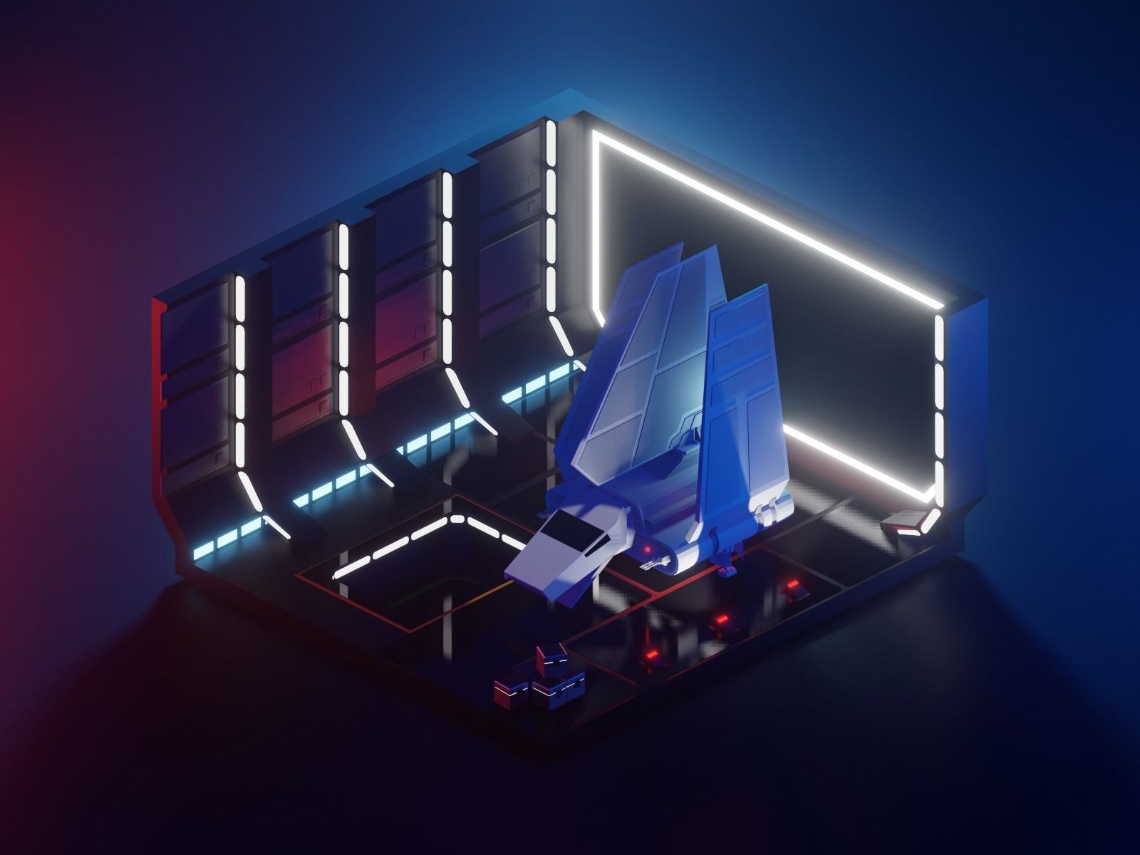 3D model star war-shuttle low poly model render in blender VR / AR ...